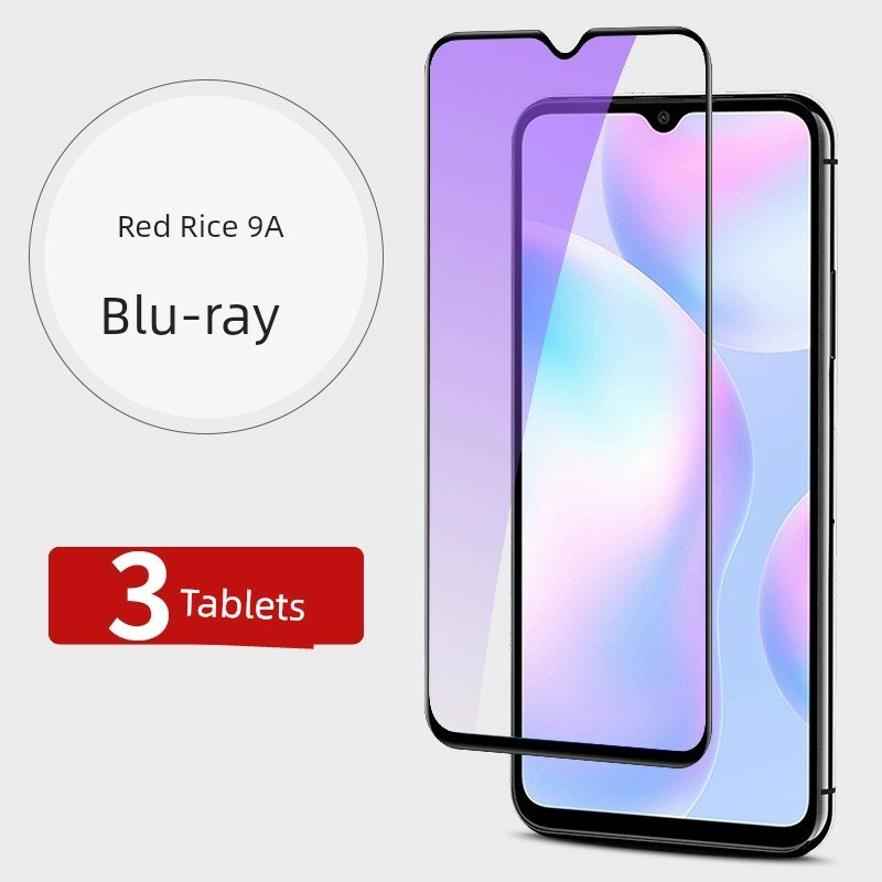 Сетка-защита из закаленного стекла Redmi 9A Full Coverage Diamond, Черный с защитой от синего света, комплект из 3 шт.