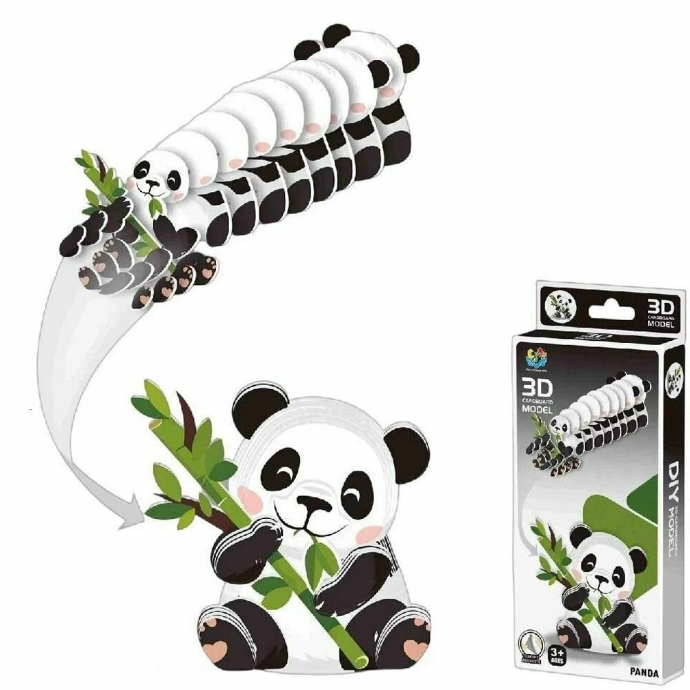 Конструктор 3D картон Панда в коробке