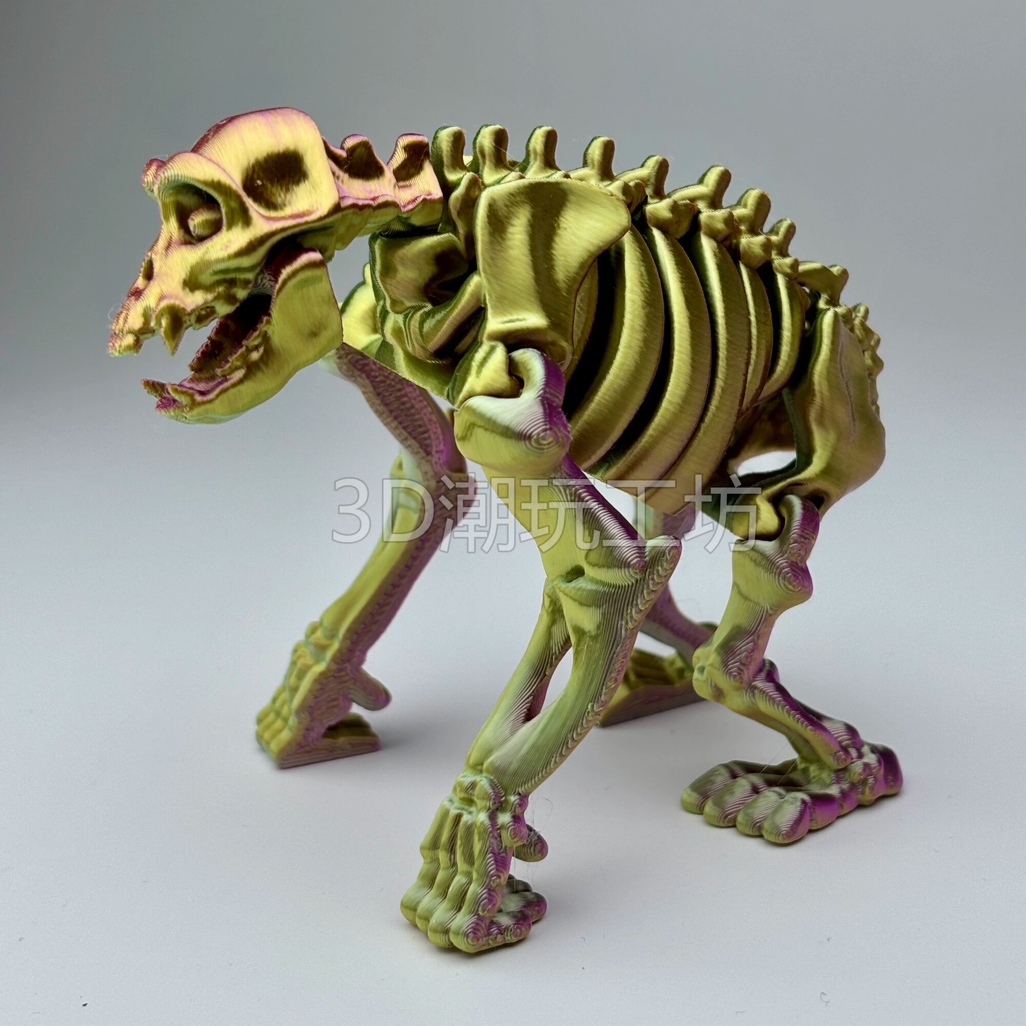 Модель черепа с костями, 3D-печать, 18 см, детская игрушка фиолетово-золотого цвета, безопасный пластик для комнаты