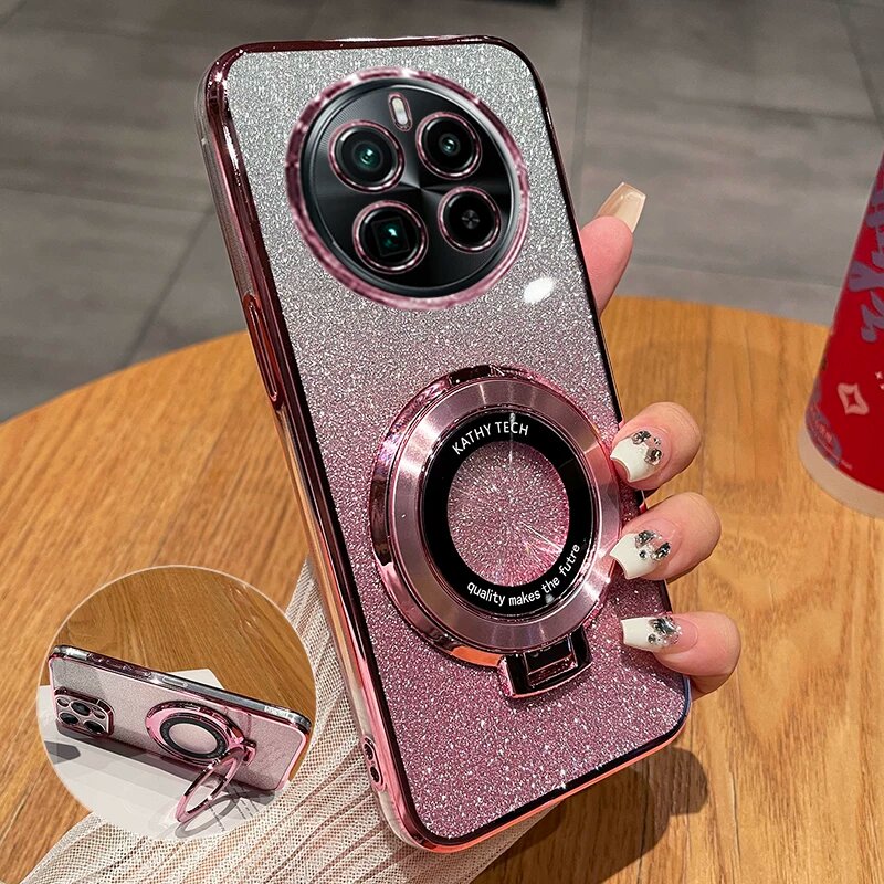 Чехол для Realme 12 Pro розовое золото Sparkle прозрачный TPU ударопрочный для RMX3841