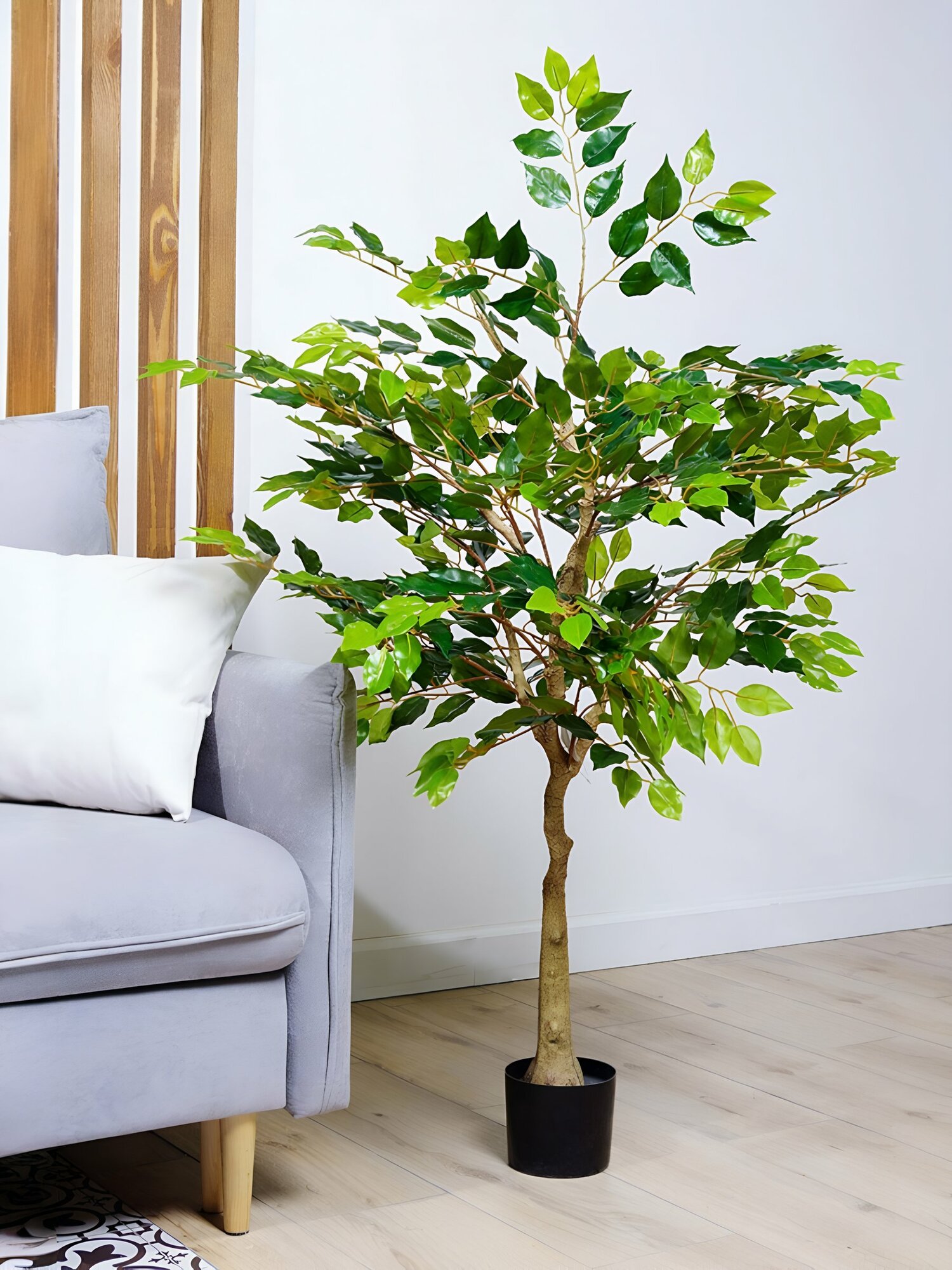 Дерево искусственное декоративное в кашпо 140 см, напольное растение для дома, офиса, гостиной, спальни, кухни, стиль современный