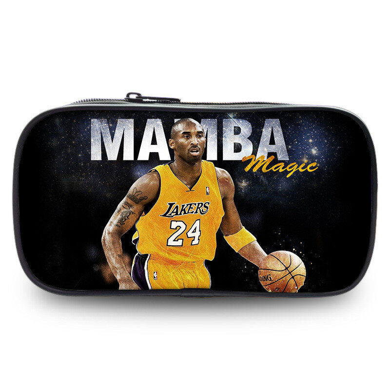 Kobe bryant sports legend pen holder waterproof nylon stationery case for teens and adults, yellow