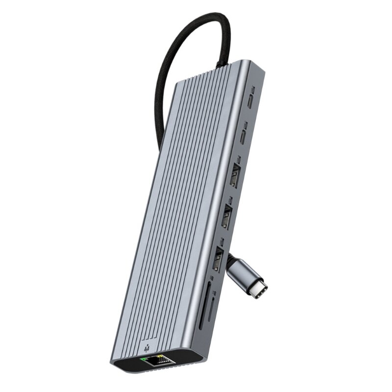 Док-станция 14 в 1 USB C с Тройным Дисплеем 4K, Поддерживает Высокоскоростную Передачу данных и Гигабитный Ethernet для ноутбука