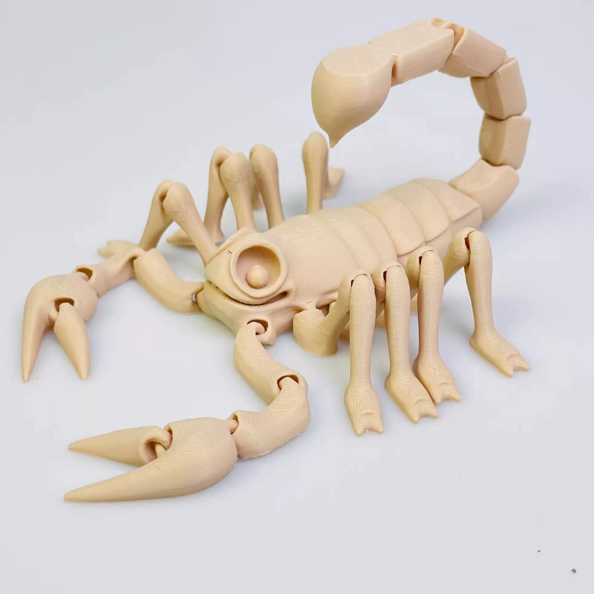 3D-печатная модель скорпиона с регулируемыми суставами, 16 см, натуральный костный цвет, для декорации стола