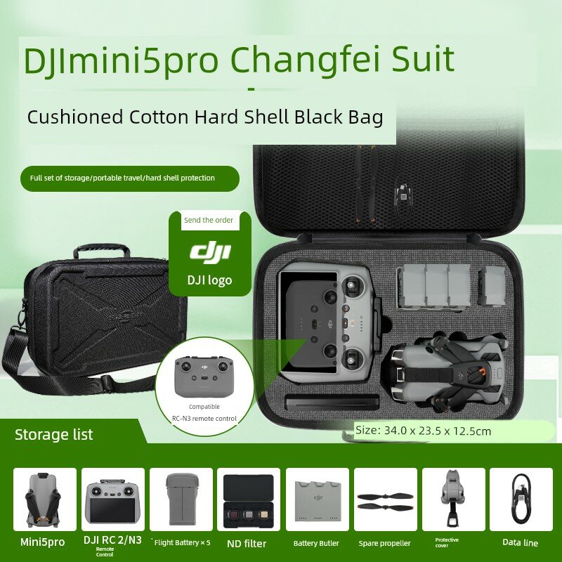 Черный плечевой мешок Fly Edition mini5p для DJI Mini 5 Pro, компактный чехол с мягкой подкладкой