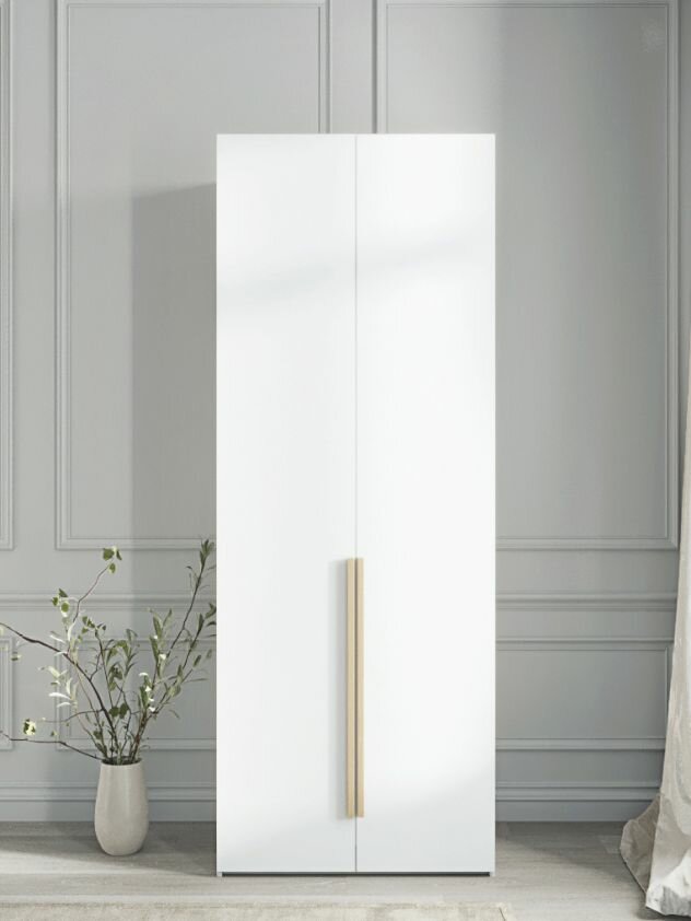 Casa Mia 70x50x210 см. шкаф в детскую комнату распашной с ящиками и штангой, 2-дверный, белый, ручка накладная 832 мм