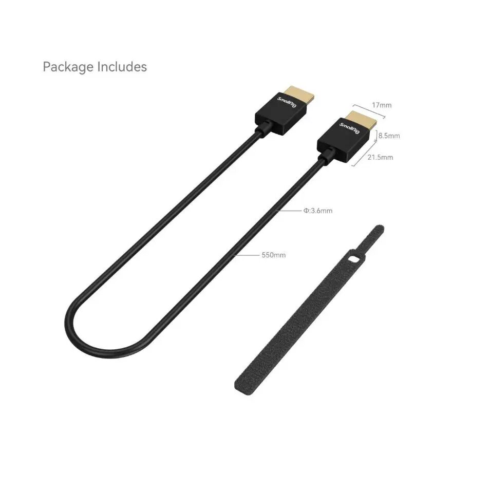 SmallRig Ультра-тонкий HDMI-кабель 55 см для защиты HDMI-интерфейса камеры совместимость 4K