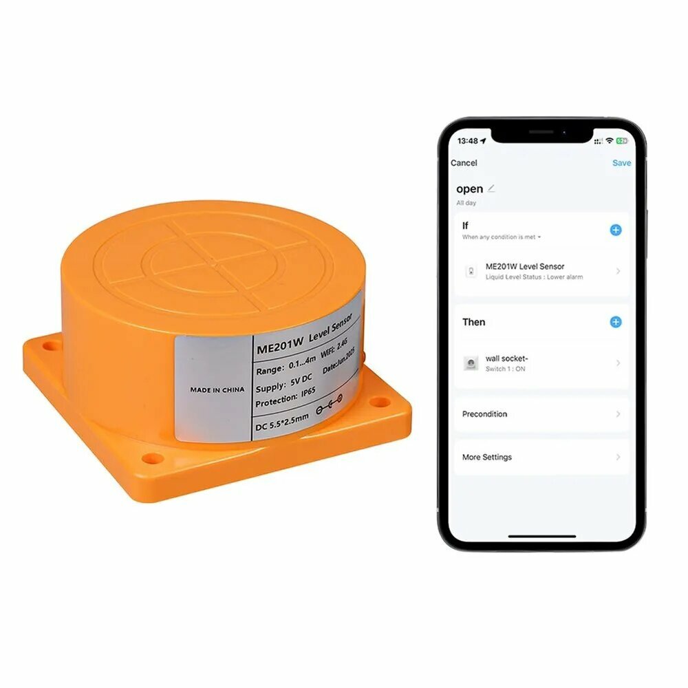 Ультразвуковой датчик уровня воды Wi-Fi/Zigbee 3.0, до 5 м, точность 0,02 м, IP65