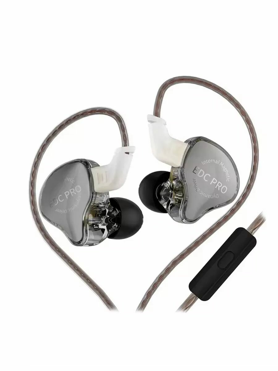 KZ EDC Pro OFC Flat Cable с микрофоном, черный, проводные наушники