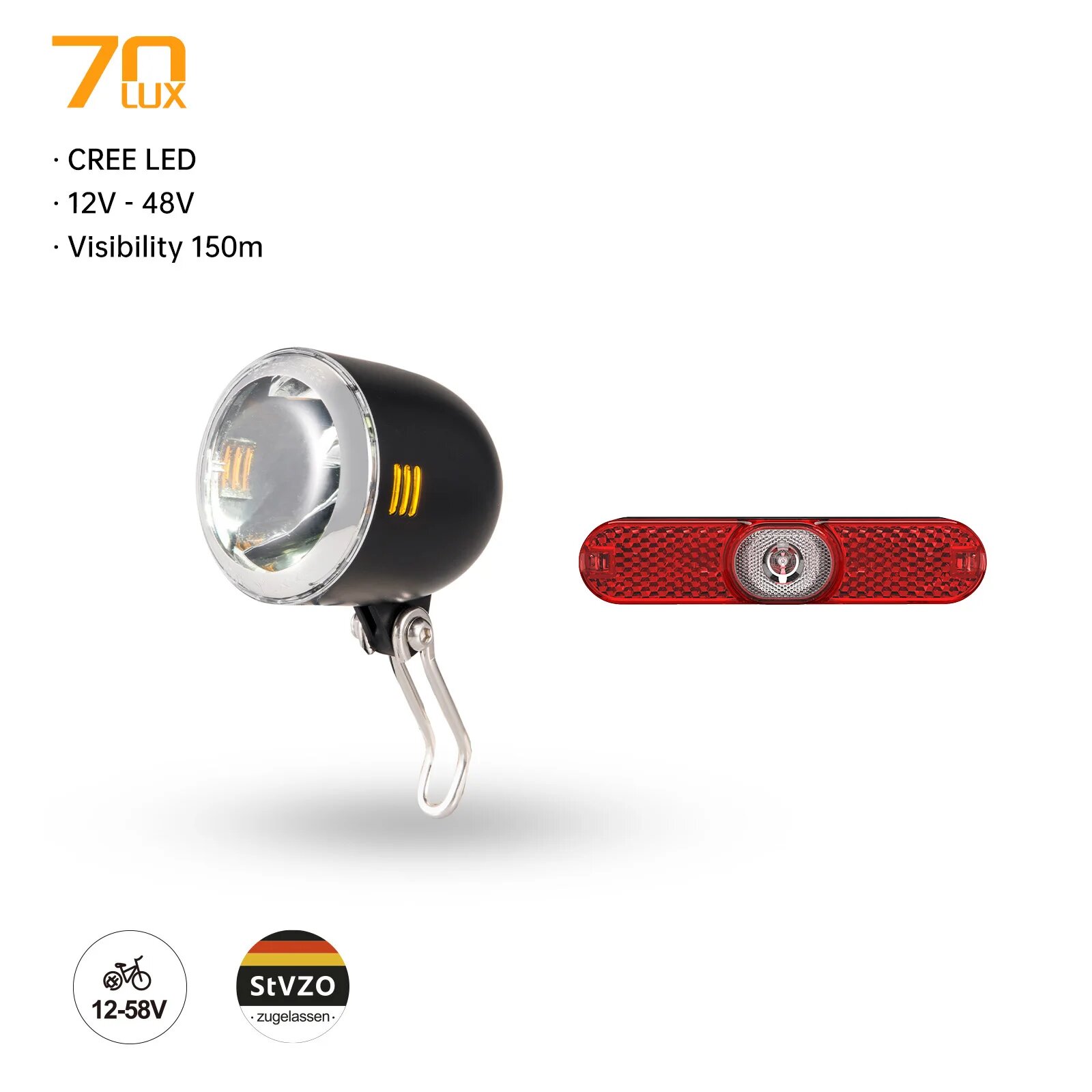 Велофара 70 Lux CREE LED 12-48V, видимость 150m, C5 M9