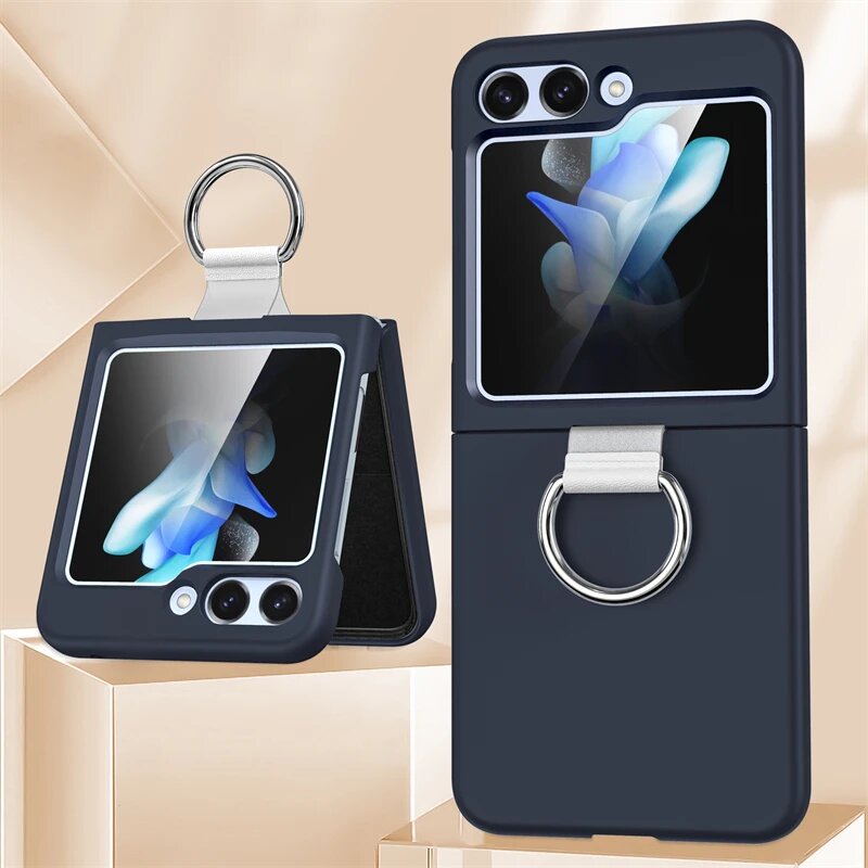 Чехол для Samsung Galaxy Z Flip 6 с кольцом, синий