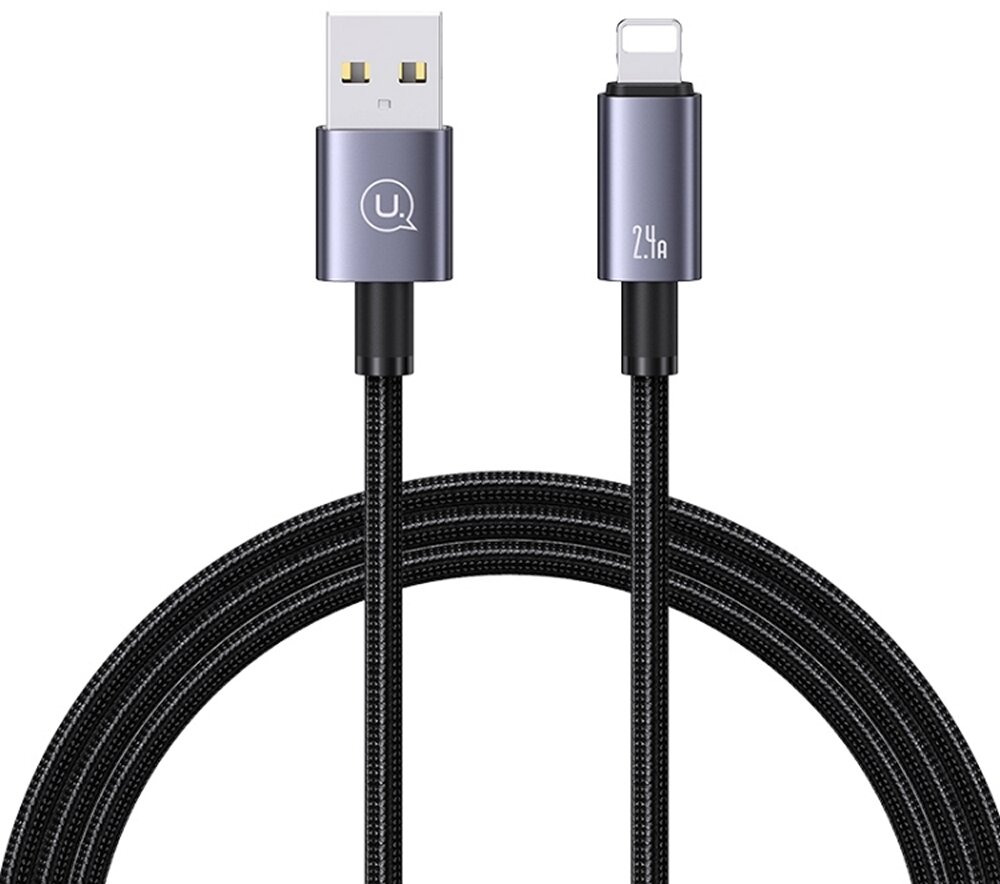 Кабель Usams US-SJ667 Lightning 2.4A Aluminum Alloy Fast Charging & Data Cable-Sufeng Series 1.2m Tarnish (SJ667USB01)