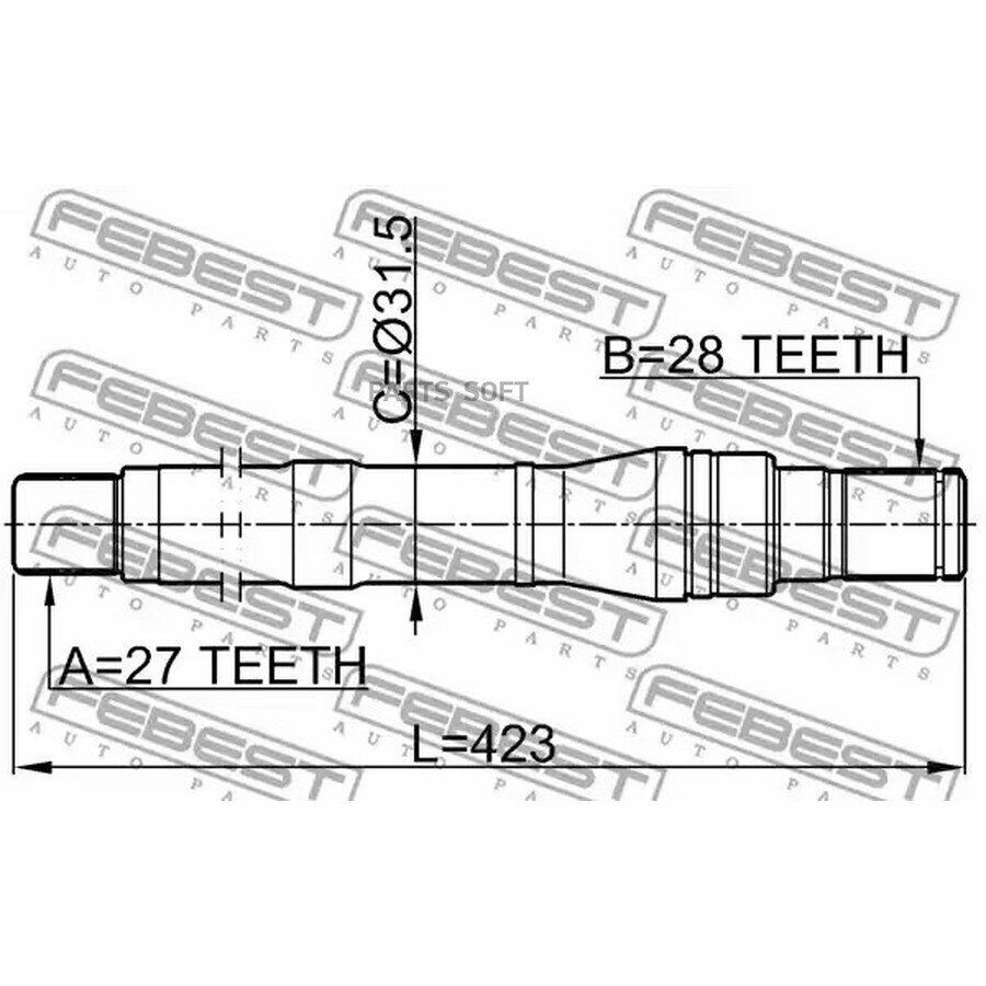 FEBEST 1212-SFBM полуось правая 28x423x27 (HYUNDAI SANTA FE (CM) 2006-) FEBEST