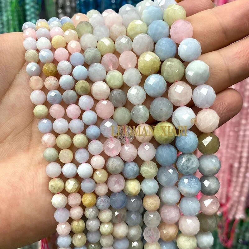 Натуральный белый горный хрусталь, бусины LUOMAN XIARI, 6 мм, 8 мм, 10 мм 8mm 10pcs, morganite
