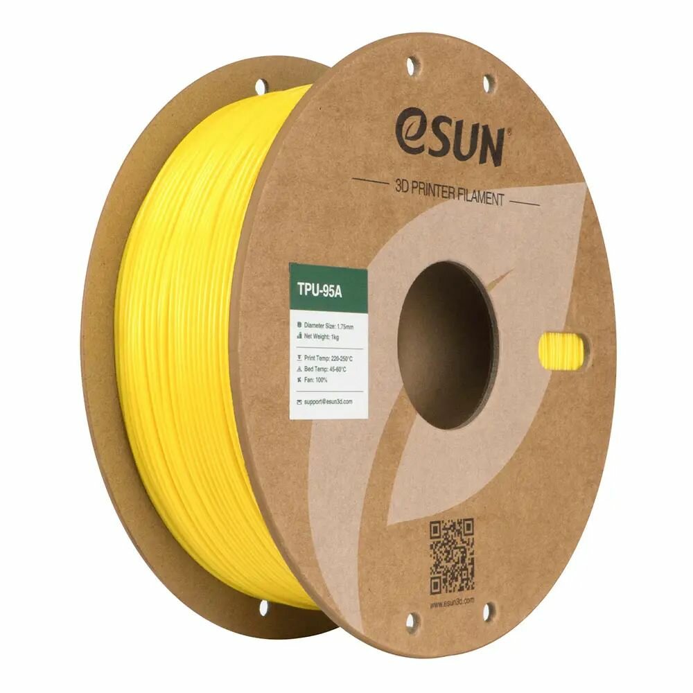 Филамент eSUN гибкий TPU-95A 1.75мм, желтый 1 кг.
