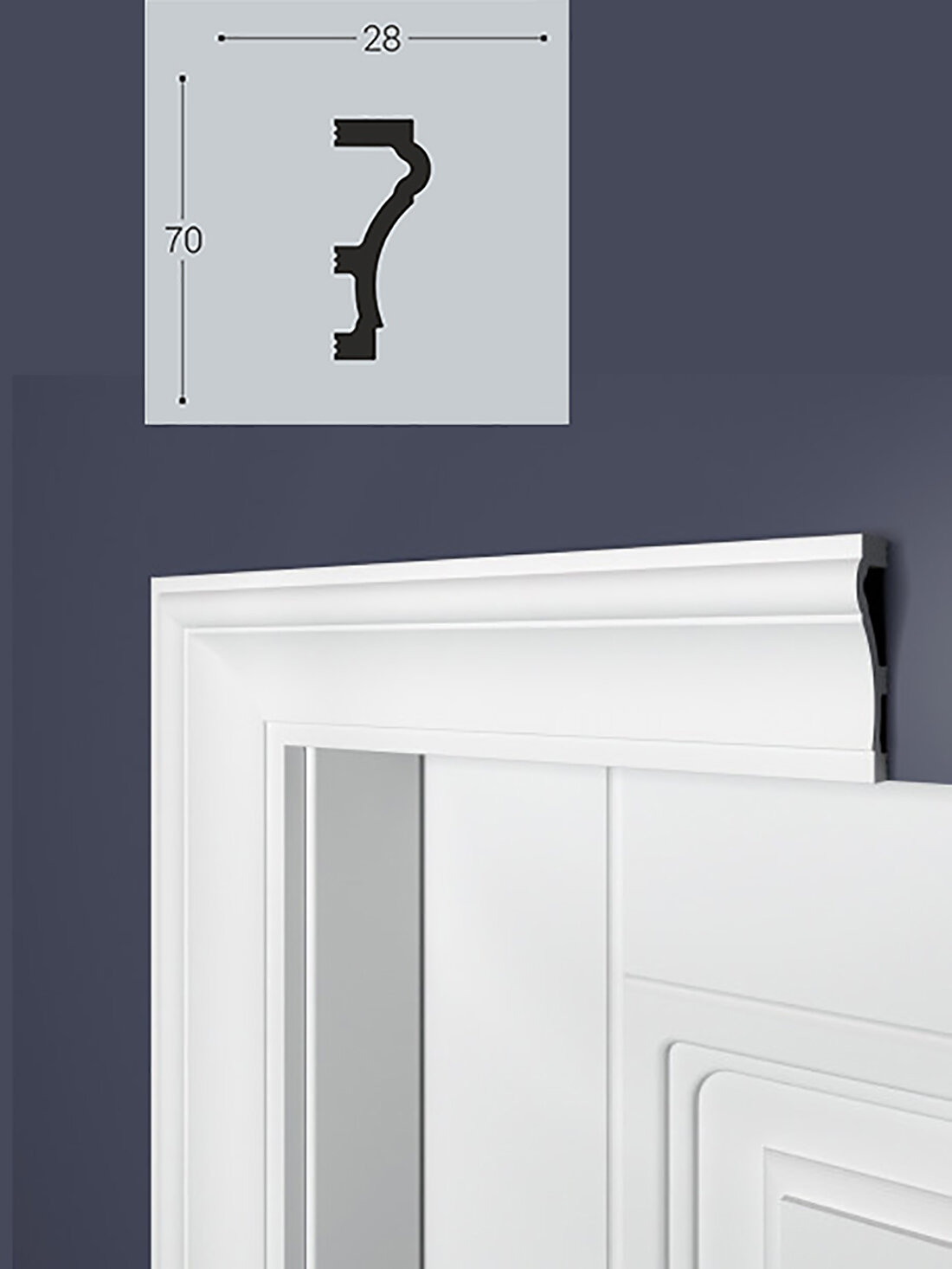 Наличник Bello deco XPS Н 7 70x28х2200мм, под окраску, влагостойкий