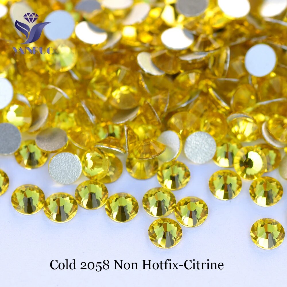 YANRUO Хрустальные стразы для декорирования SS3-SS34 SS30 288Pcs, Citrine