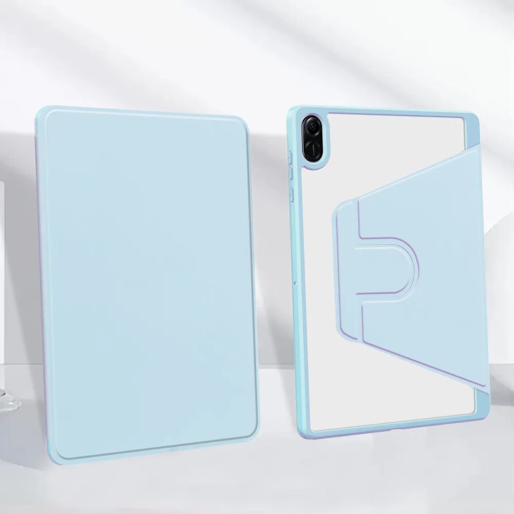 Чехол для Honor Pad X8b 11' (2026) / Хонор Пад Х8B, Чехол с отделением для ручки и вращающейся подставкой, искусственная кожа + прозрачный акрил