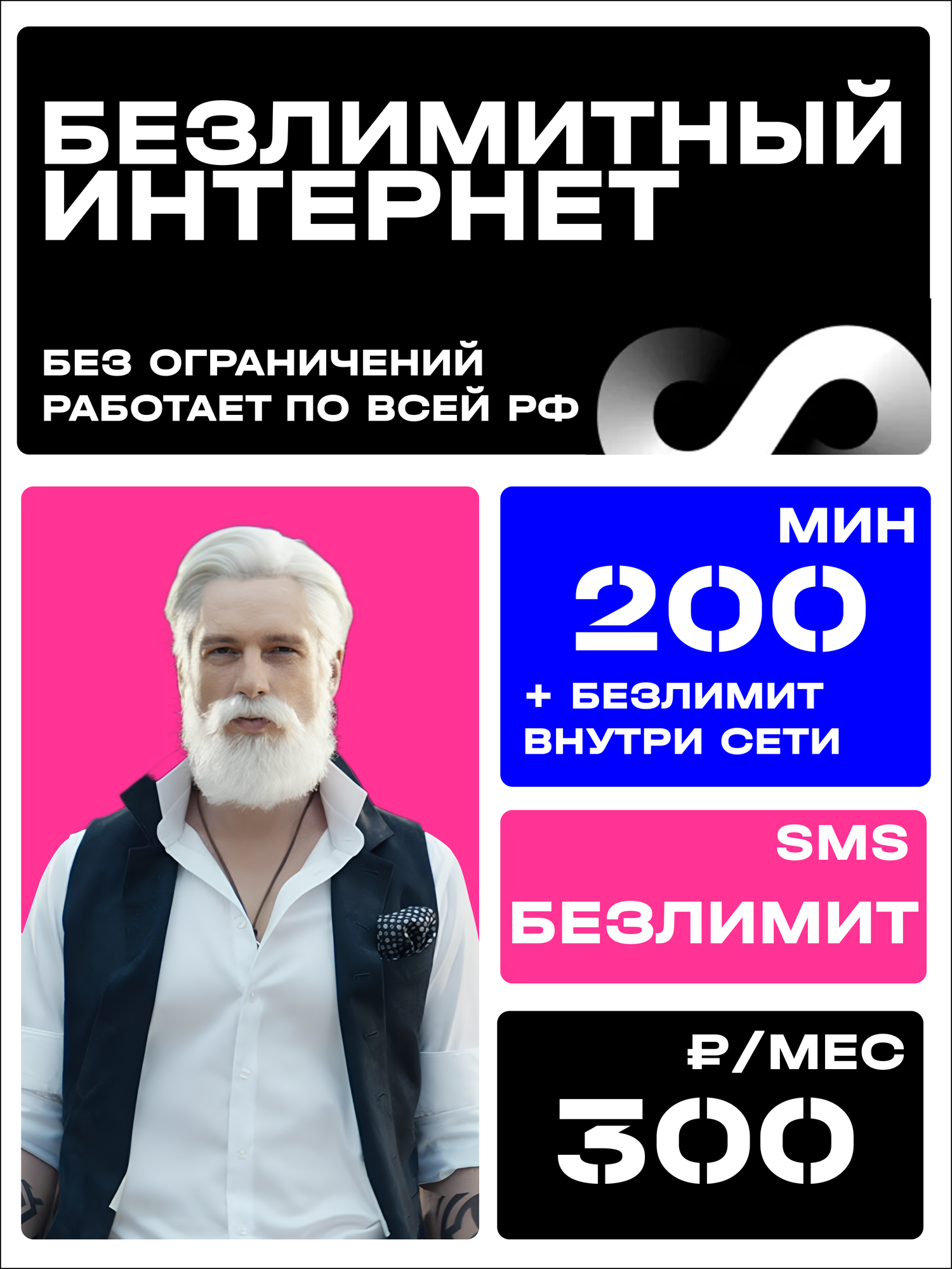 Безлимитный интернет t2 sim-карта + подписка Яндекс Плюс, Музыка, Книги, Кинопоиск, Wink и многое другое Тариф хватит