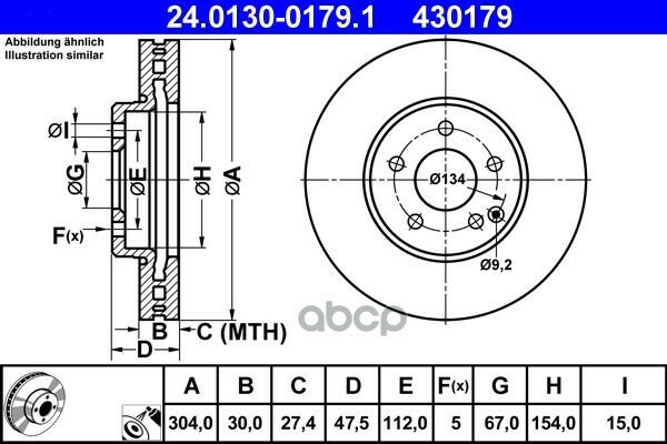Диск тормозной Ate арт. 24.0130-0179.1
