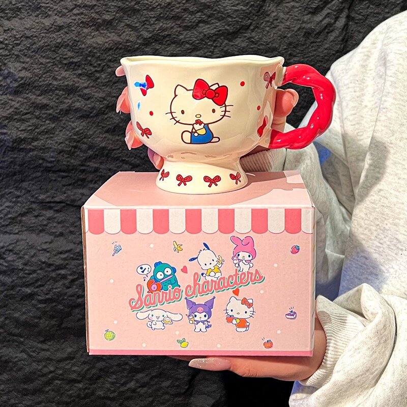 Кружка Sanrio высокая, керамическая, для воды, для дома, для офиса, стильная кофейная чашка Подлинная кружка Hello
