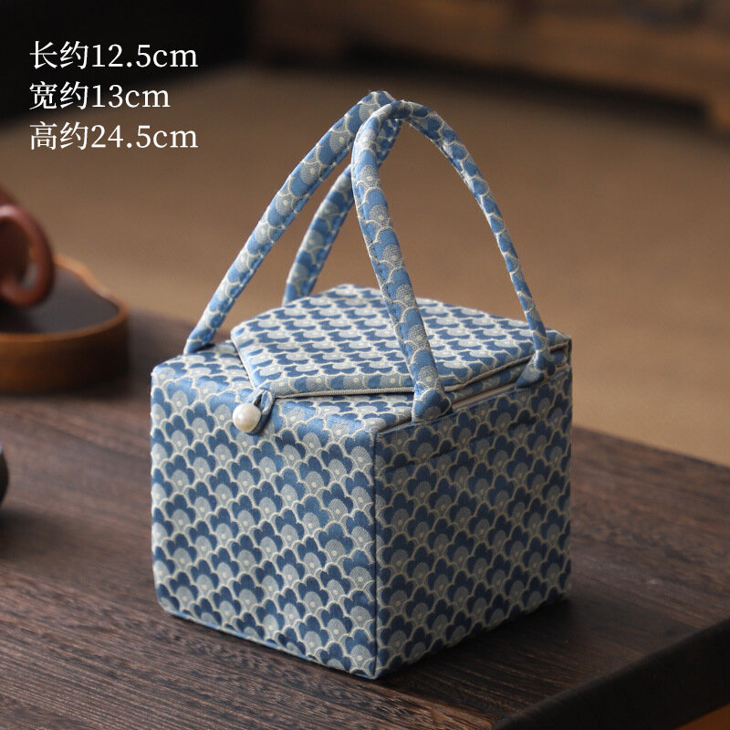 Портативная дорожная сумка для хранения чайного сервиза-Yunshui blue cloth Bag