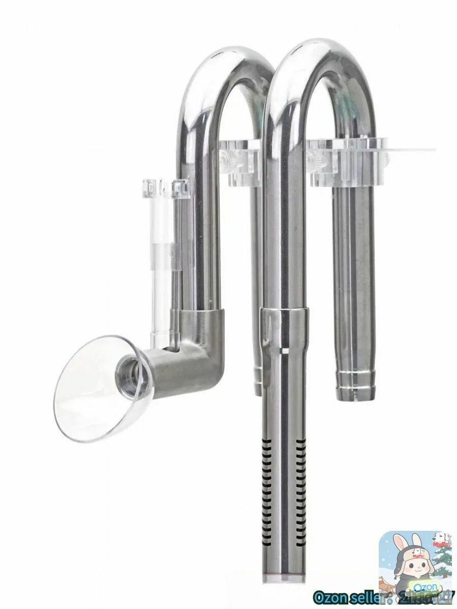 Металлические трубки забора и возврата воды 16 мм AQUAPRO (Lily Pipe) Лили Пайп + колено 10 см + отвод воды из нержавеющей стали+ воронка