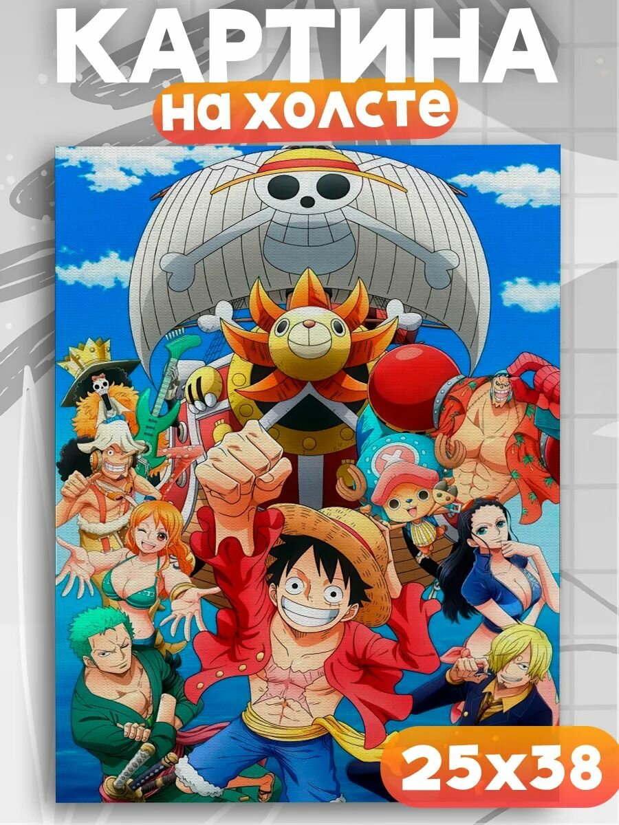 Картина на стену Ван пис One piece, на подрамнике, 1шт, 38х25 размер.