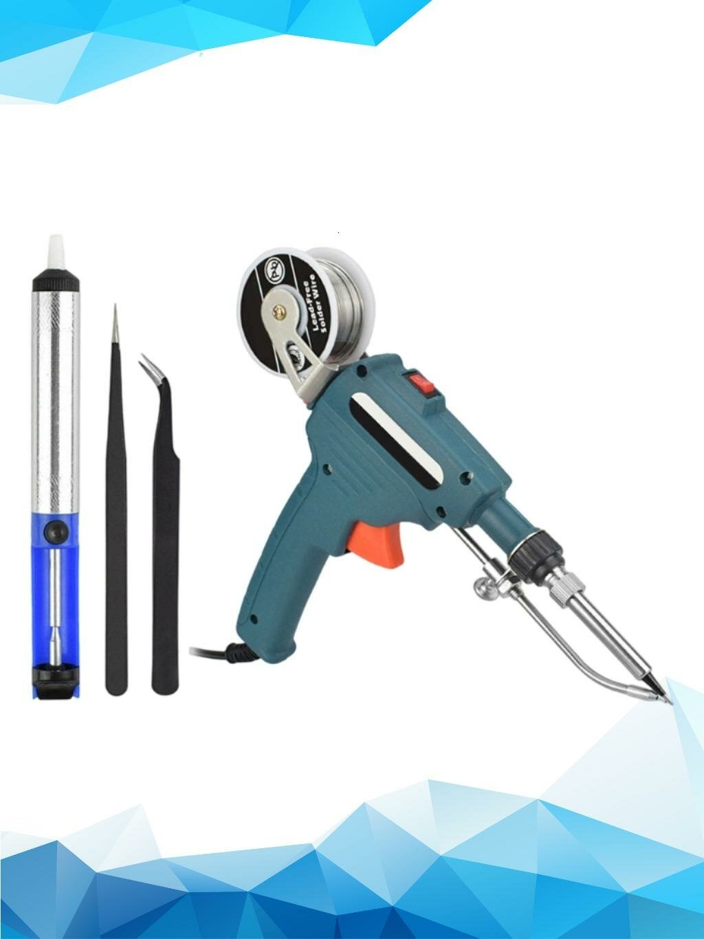 Набор сварочного инструмента с функцией отсоса припоя, Зеленый - Европейская вилка