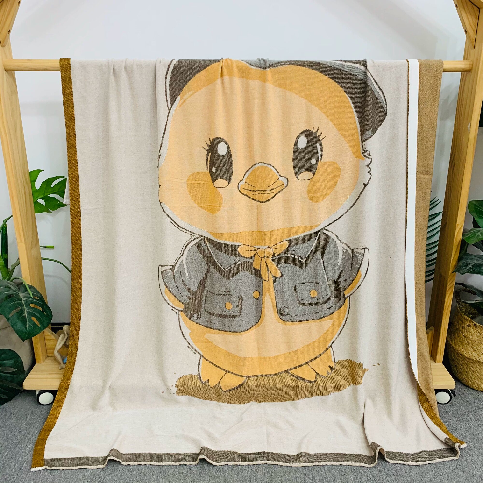 Улучшенное бамбуковое одеяло с изображением утки коричневого цвета, 120x150 см, охлаждающая ткань для дивана или