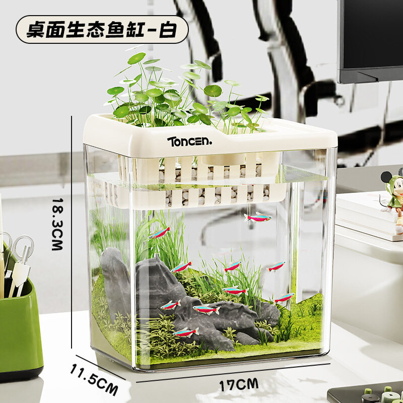 Новый многофункциональный аквариум для разведения черепах для гостиной, домашнего использования, имитация стекла, прозрачный, небольшой настольный экологический аквариум для офиса.