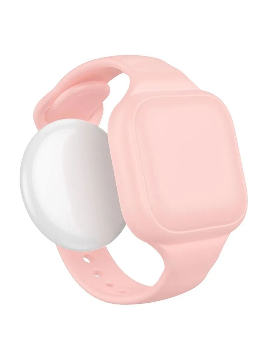 Беспроводная метка GPS трекер маячок AirTag Hoco E91E Tiger для iphone с розовым ремешком