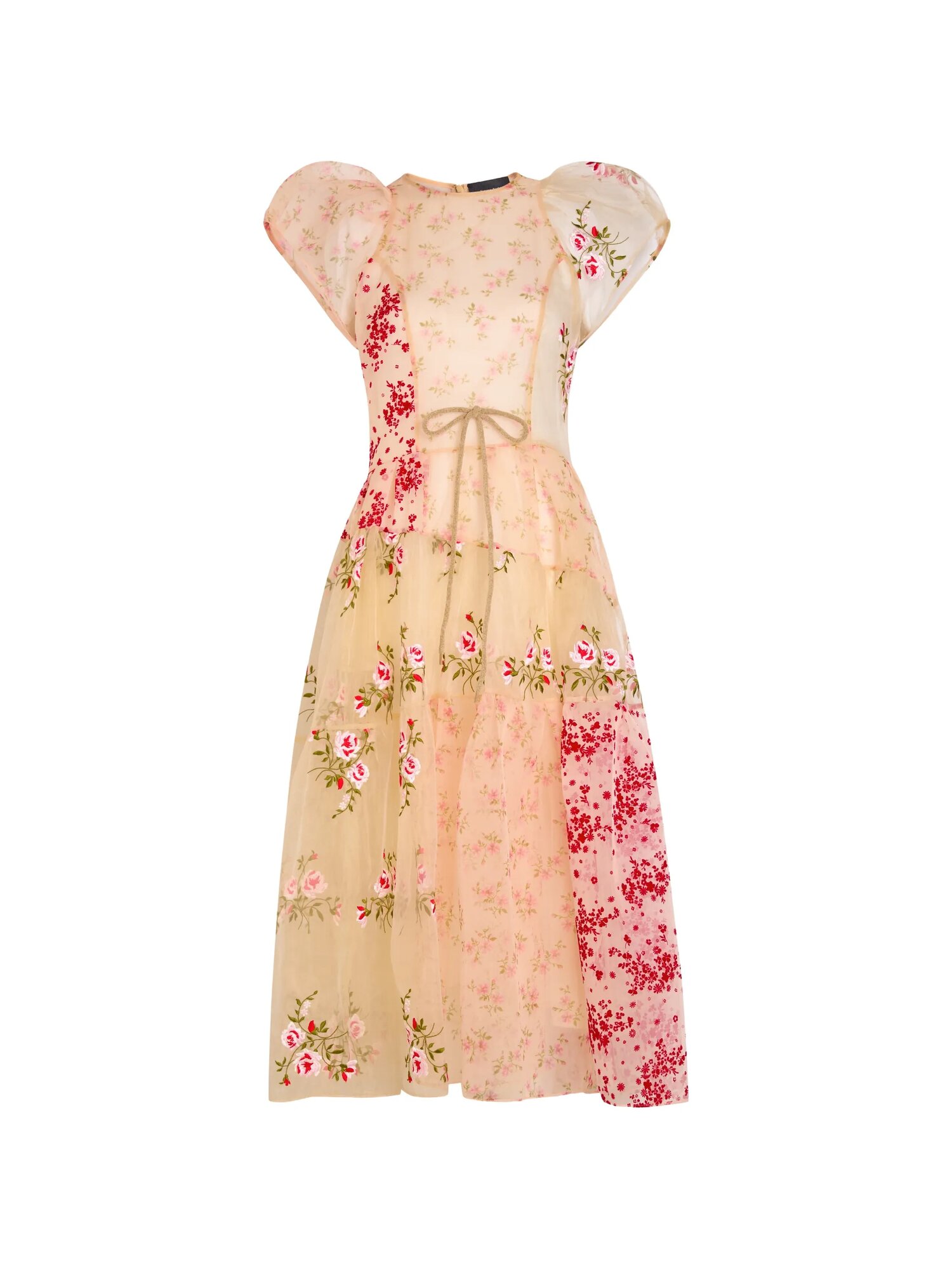 Платье Puff-sleeve floral-pattern midi dress