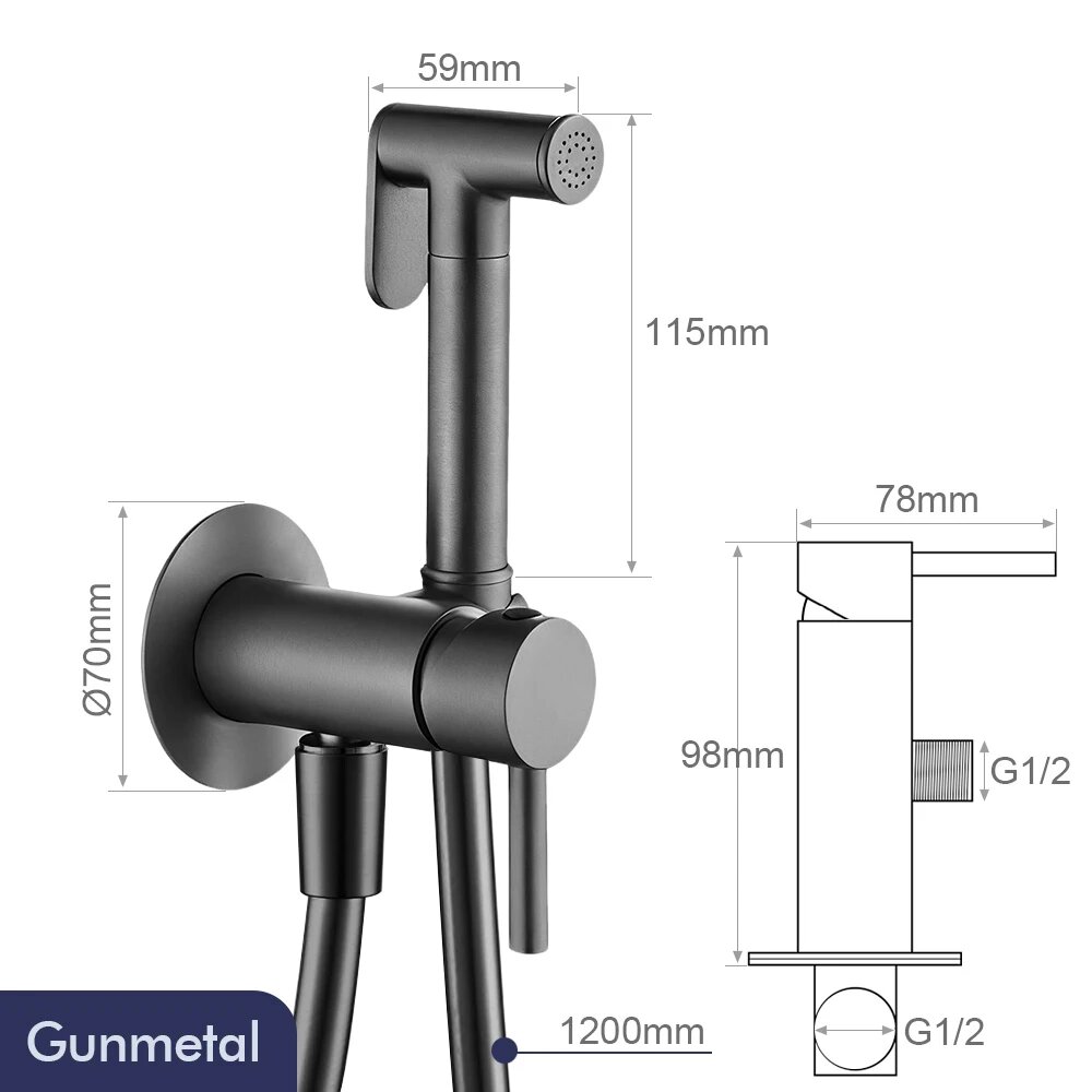 Биде Bagnolux Gunmetal, шланг PVC