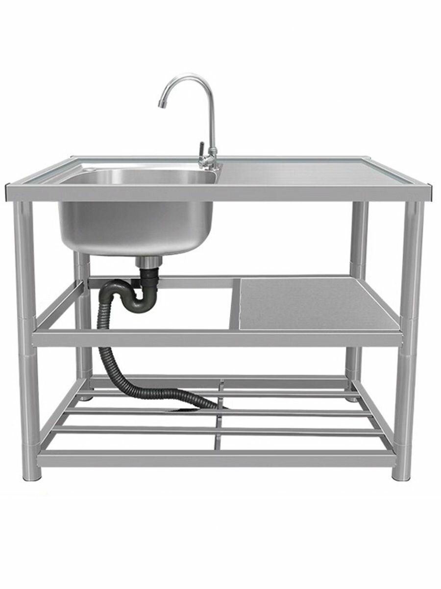Кухонная мойка, стол из нержавеющей стали С краном горячей и холодной воды, Уличная походная раковина