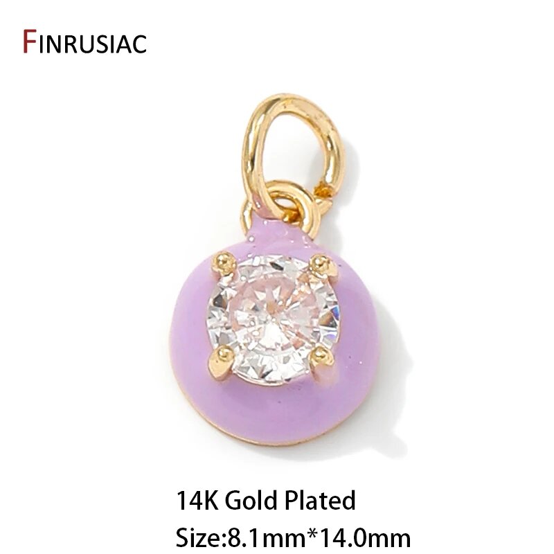 FINRUSIAC Позолоченные подвески из меди с цирконом 6 шт