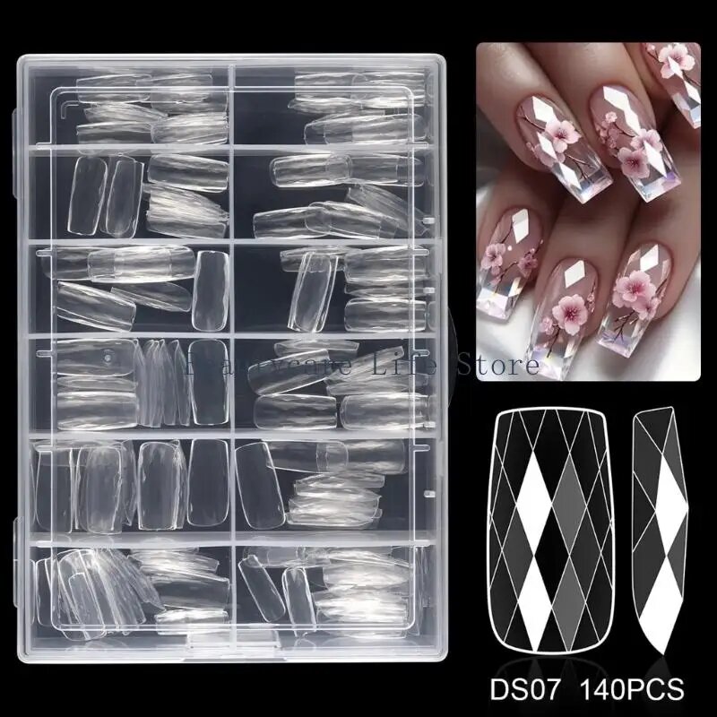Миндальные накладные ногти coffin tips 120/140 шт 07