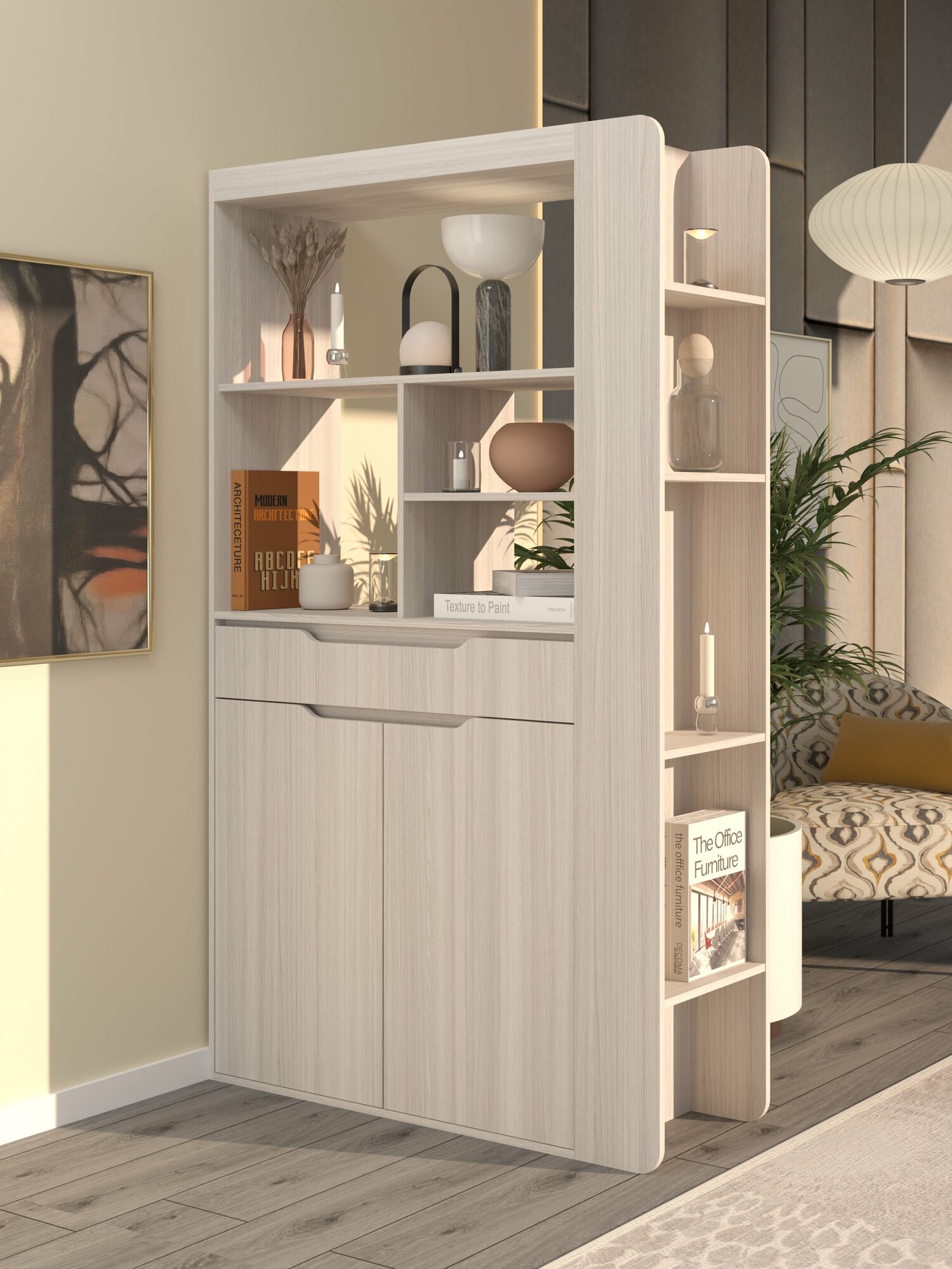 Есэндвич Альт Лаворо Plus Стеллаж 120х200х40 см (Ясень-шимо светлый)