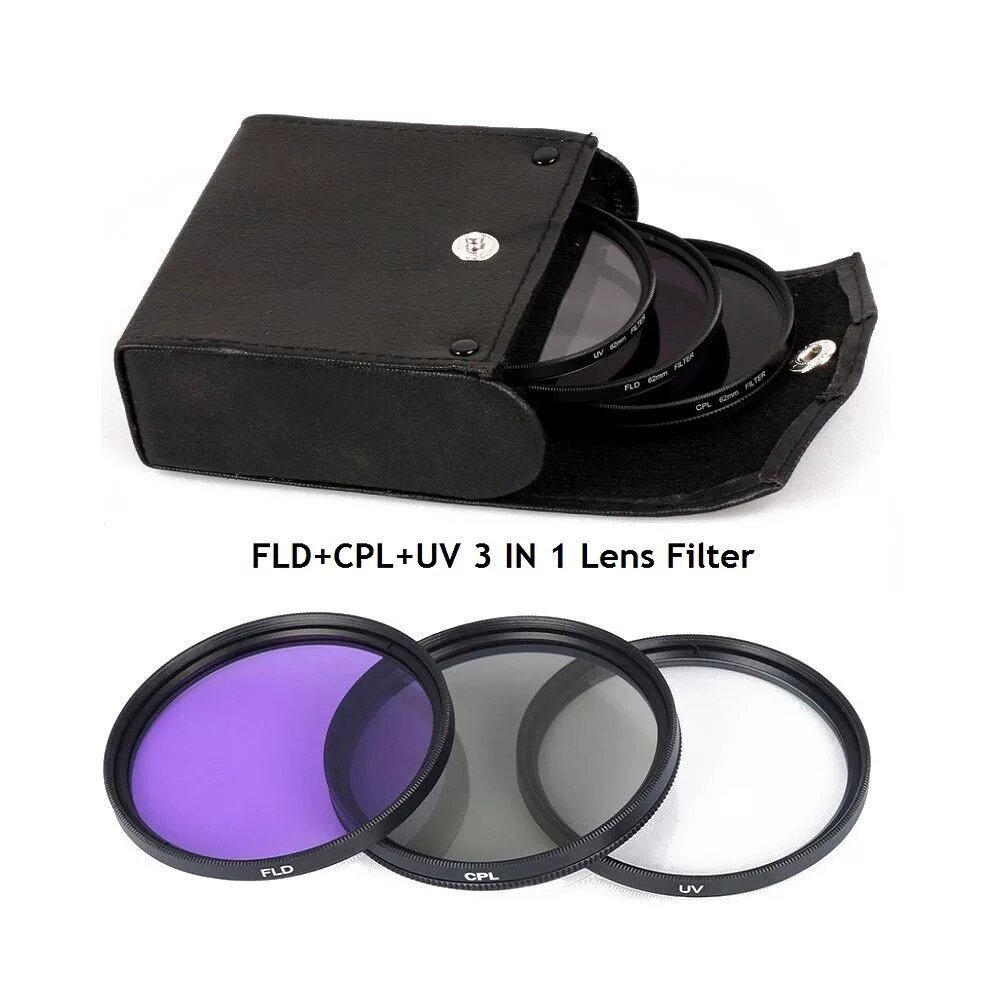 Набор UV+CPL+FLD фильтров - 52 мм для DSLR камер, многослойный защитный оптический фильтр от пыли, ультрафиолета и