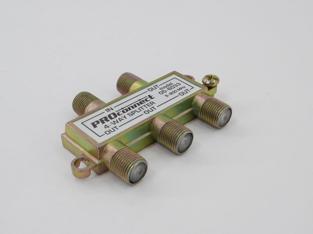 Разветвитель делитель сплиттер ТВ 4 выхода под F-разъем 05-6033 5-900MHz 1шт