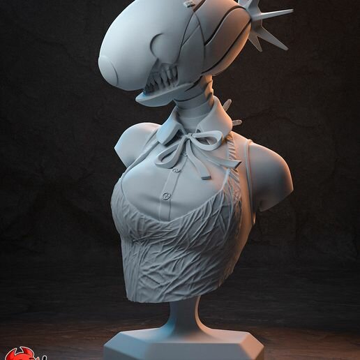 Сборная модель Bust of Reze (Chainsaw Man), бюст, 78мм для покраски