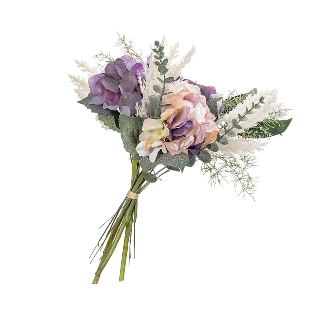 Искусственный букет из пластика и ткани фиолетовый для украшения интерьера и свадеб