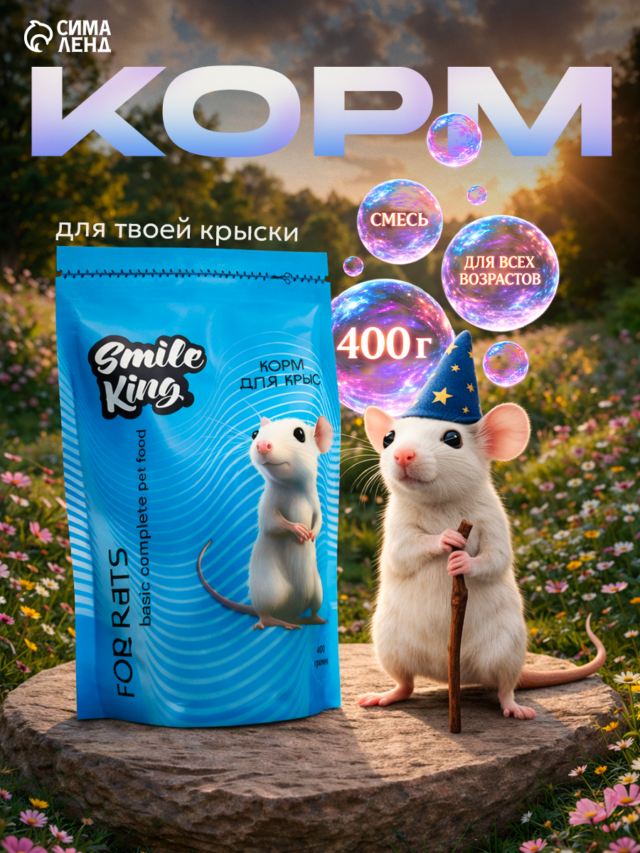 Smile King корм для крысы, прессованные кусочки фруктов и овощей, 400 г