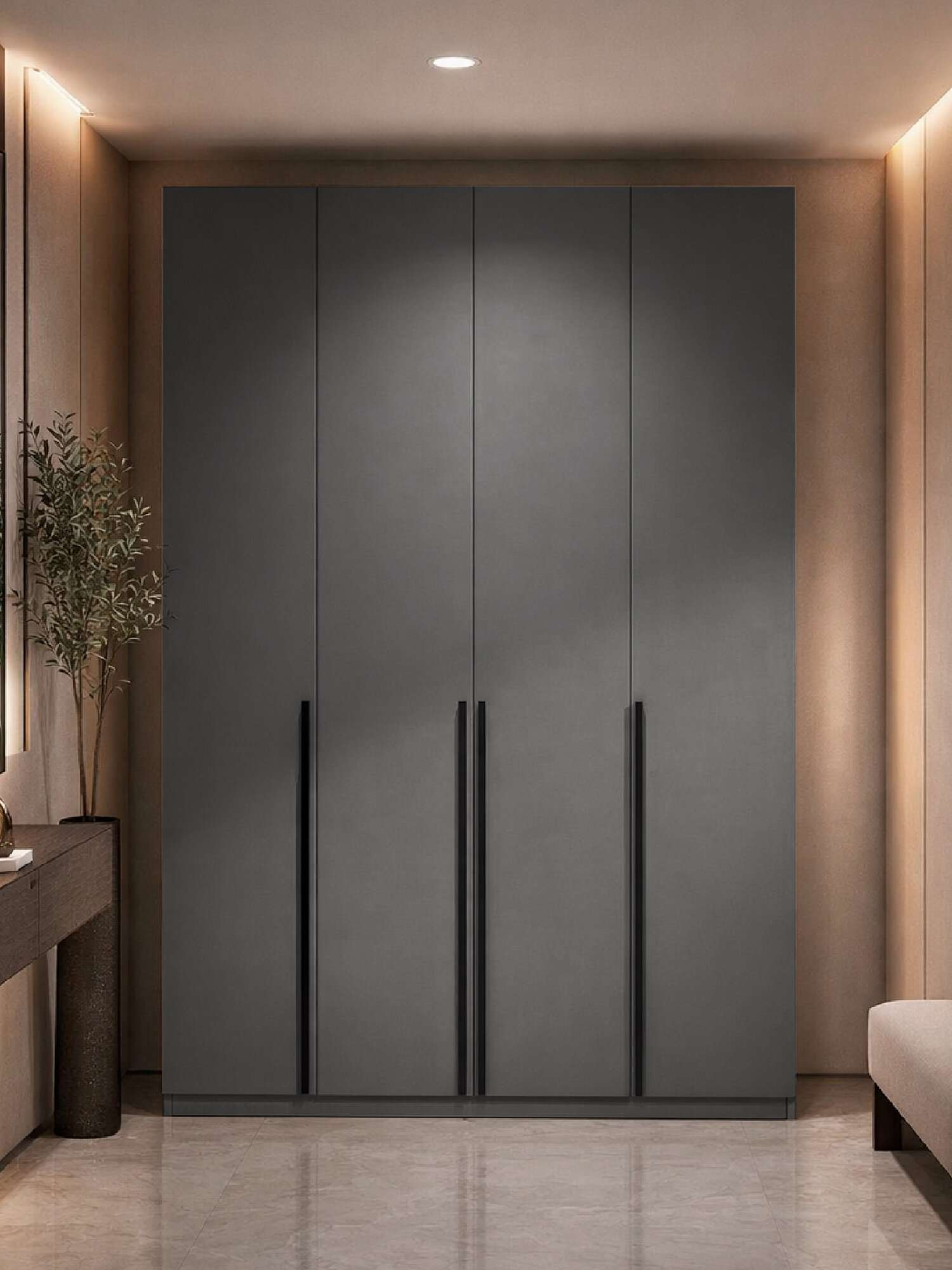 Шкаф для одежды распашной в прихожую "Айрон" графит, 221х160х51 см