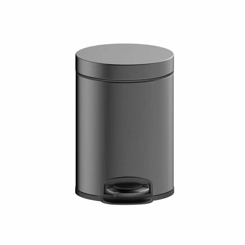Мусорное ведро AVS для кухни и туалета с крышкой и педалью круглое 3 л металл, оружейная сталь