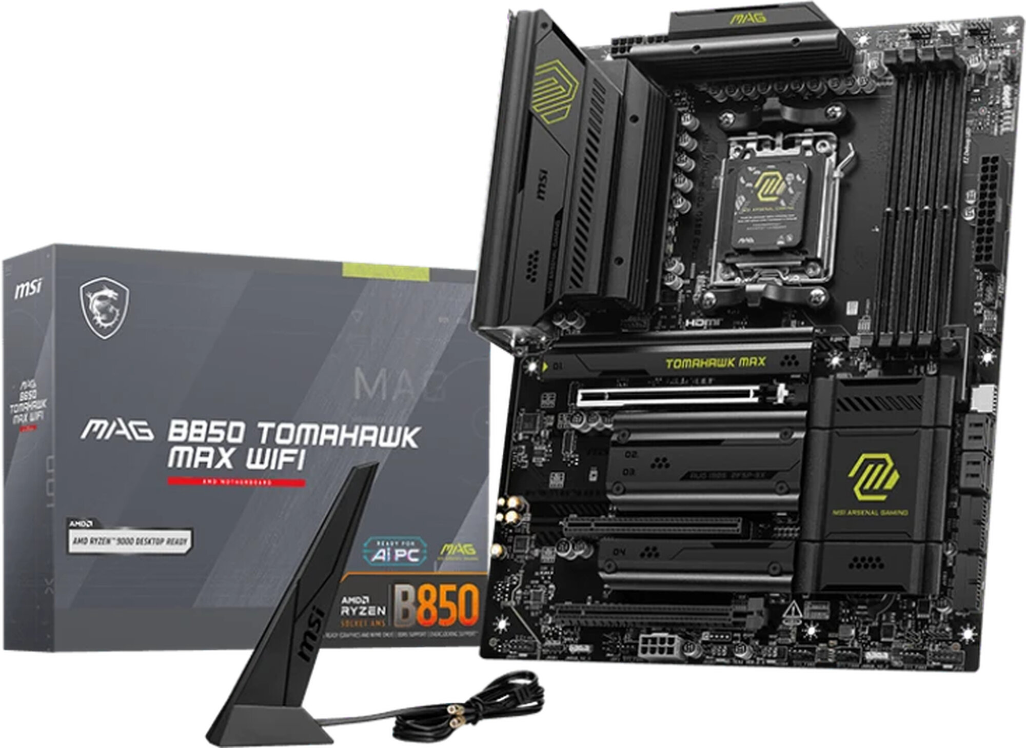 Материнская плата MSI MAG B850 TOMAHAWK MAX WIFI (AM5/AMD B850/4xDDR5/3xPCI-Ex16/4xM.2/SB7.1/Wi-Fi/BT/GLAN/HDMI/ATX)