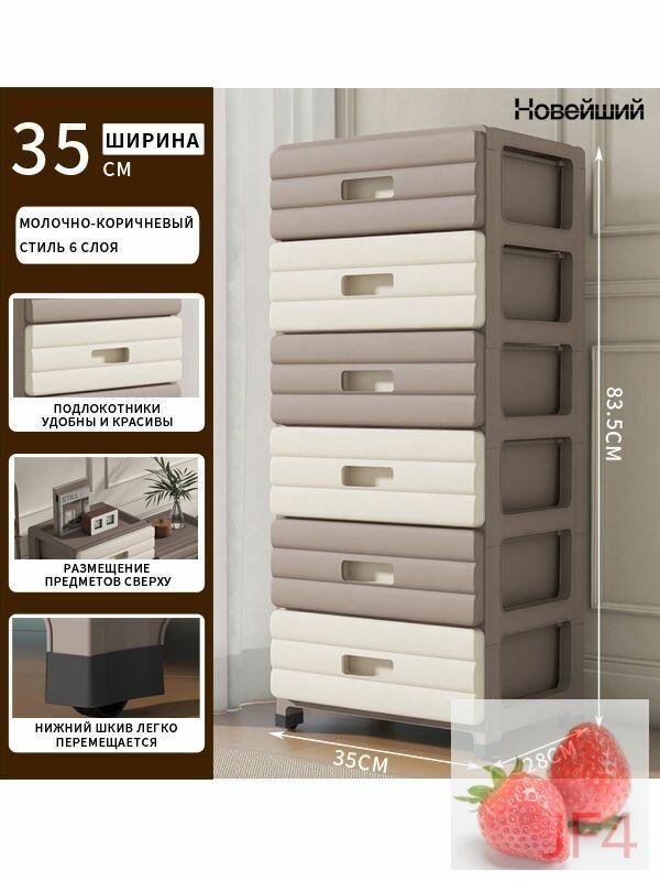Пластиковый комод 35x26x44.5 см модель 006-new-color — для детской и взрослой комнаты, удобное хранение вещей в доме