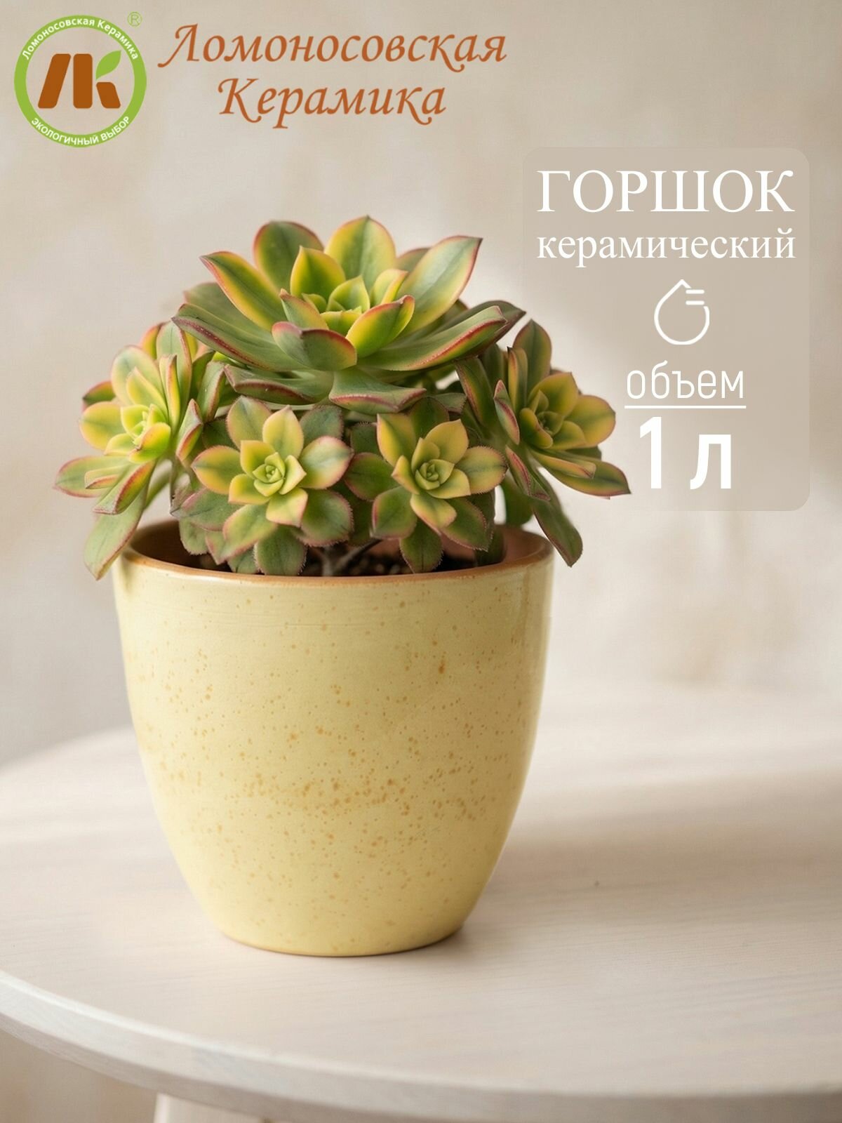 Горшок цветочный Ломоносовская керамика "ColorLife", керамика, d14 см, h12,5 см, 1 л
