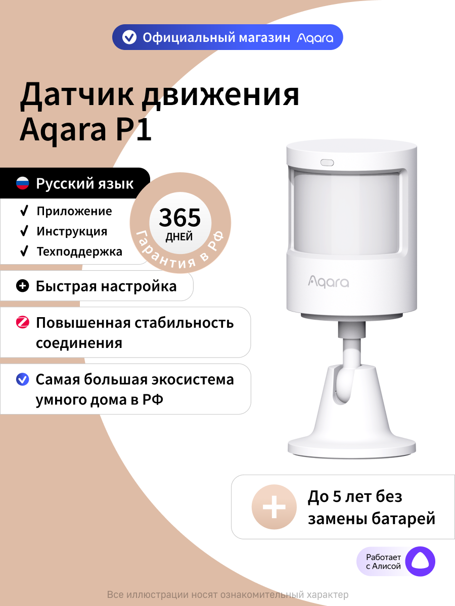 Умный датчик движения Aqara P1 MS-S02, Zigbee 3.0, угол обзора 170°