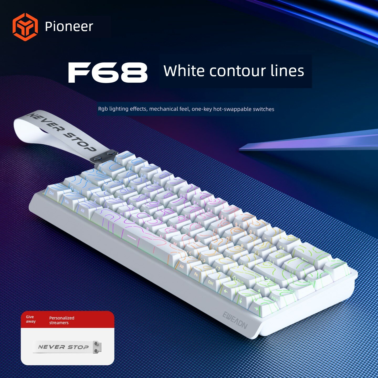 Высокая линия клавиатура 68 клавиш с боковой подсветкой и эффектом RGB